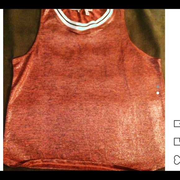 Tops | New Metallic Orange Glitter Cropped Tank | Poshmark